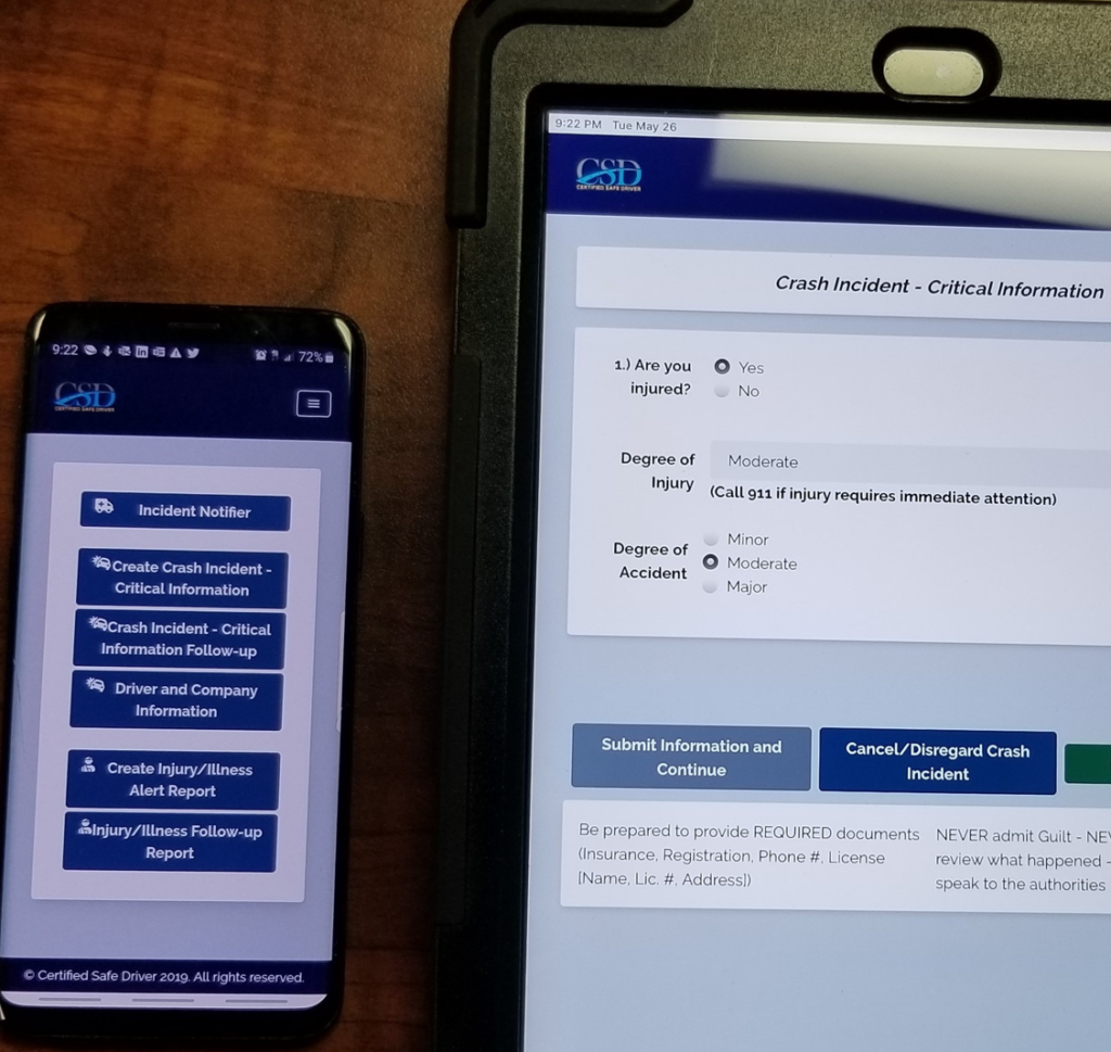 Accident reporting mobile app